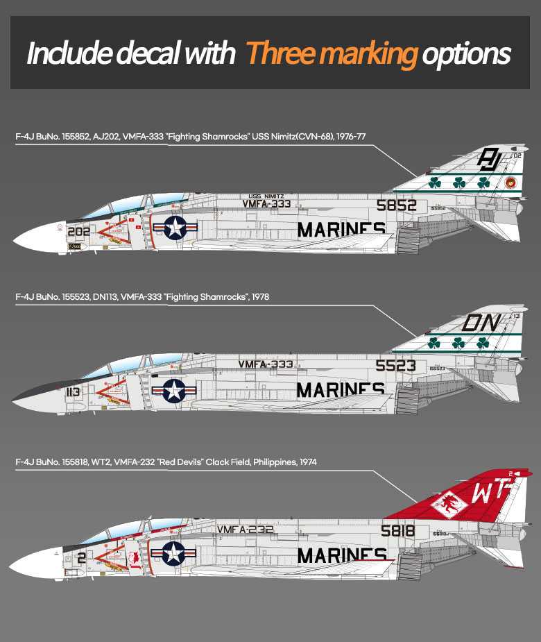 Academy 1:48 USMC F-4J Phantom II ″VMFA-333 Fighting Shamrocks″ 12356